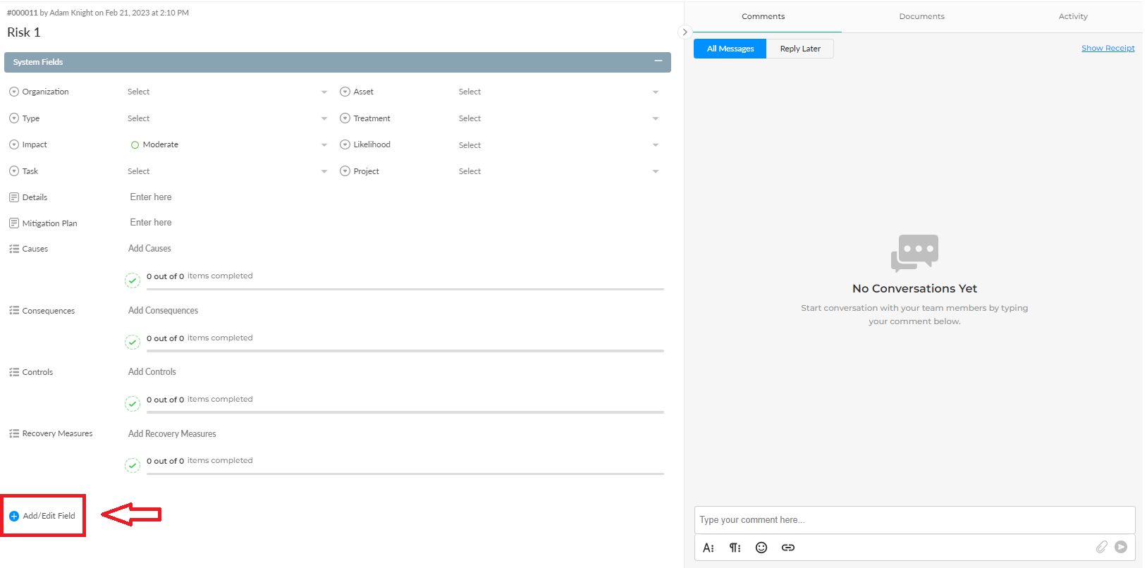 Creating A Dropdown Risk Custom Fields Ntask Support 1391