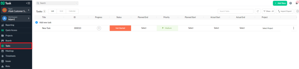 Assign task to project – nTask Support